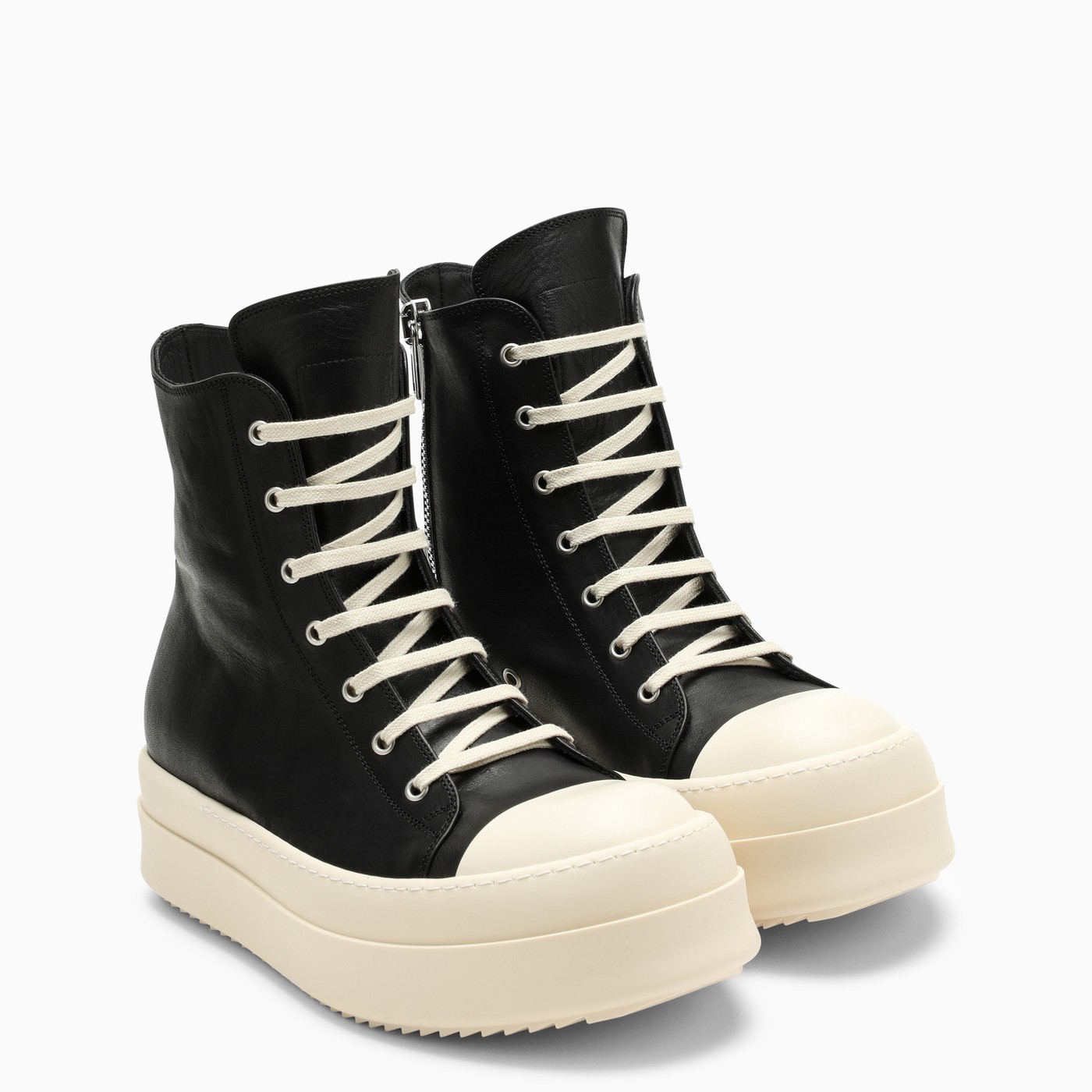 Rick Owens Luxor black/white leather high trainer | TheDoubleF