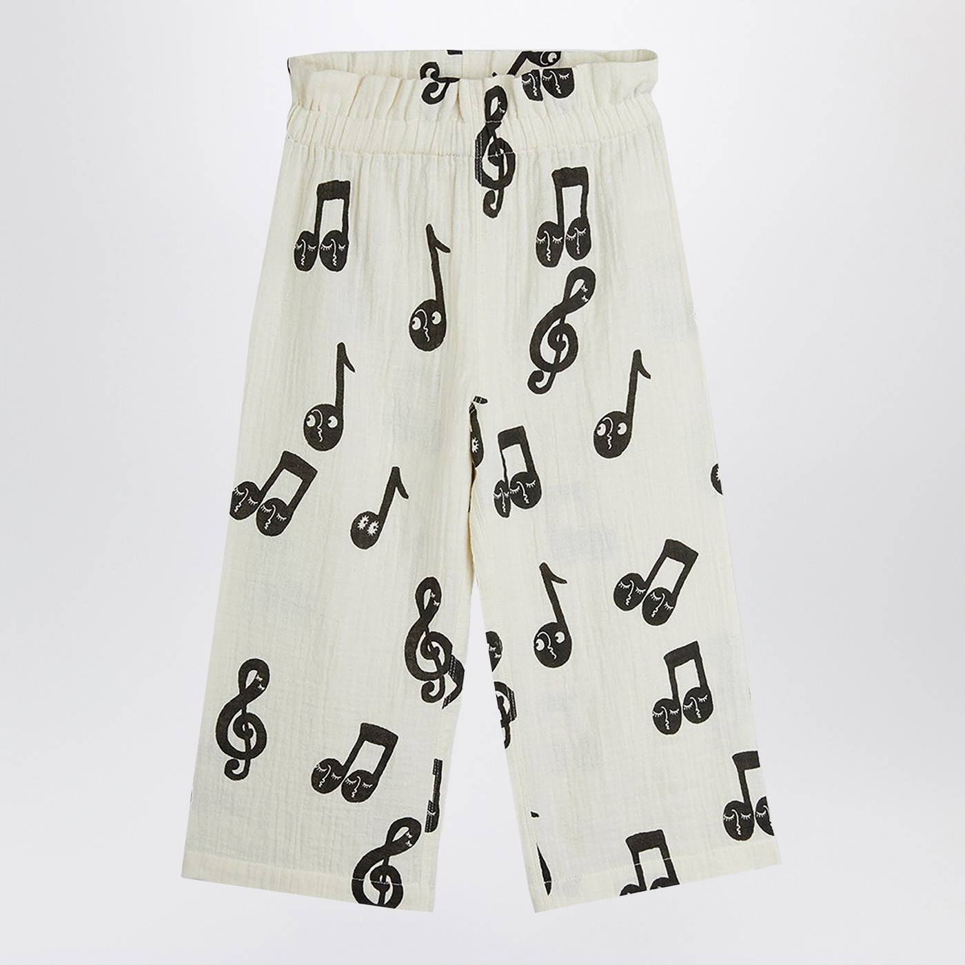 Mini Rodini Wide white trousers with musical notes | TheDoubleF