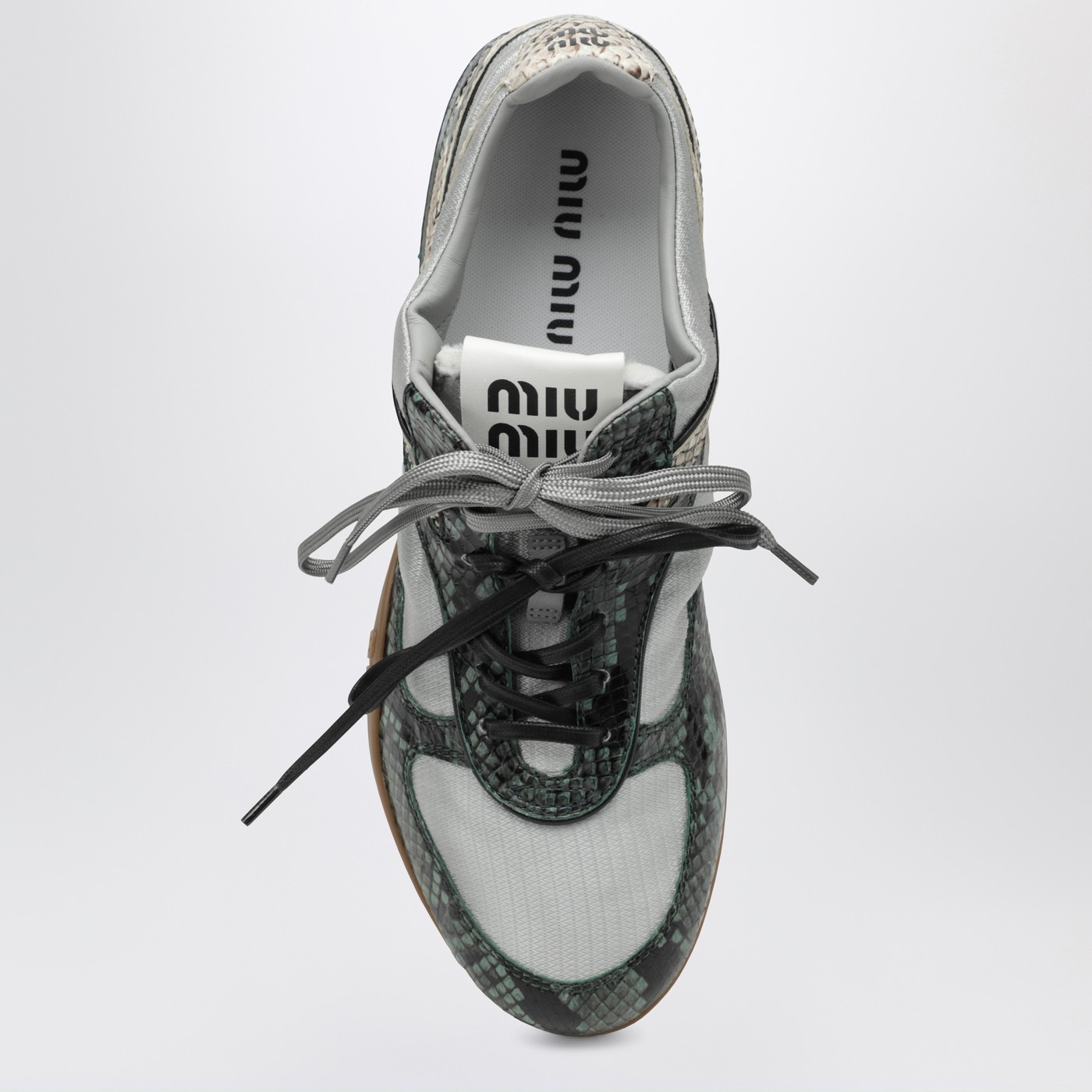 Miu Miu Gymnasium sneakers in technical fabric and Ayers python print ...