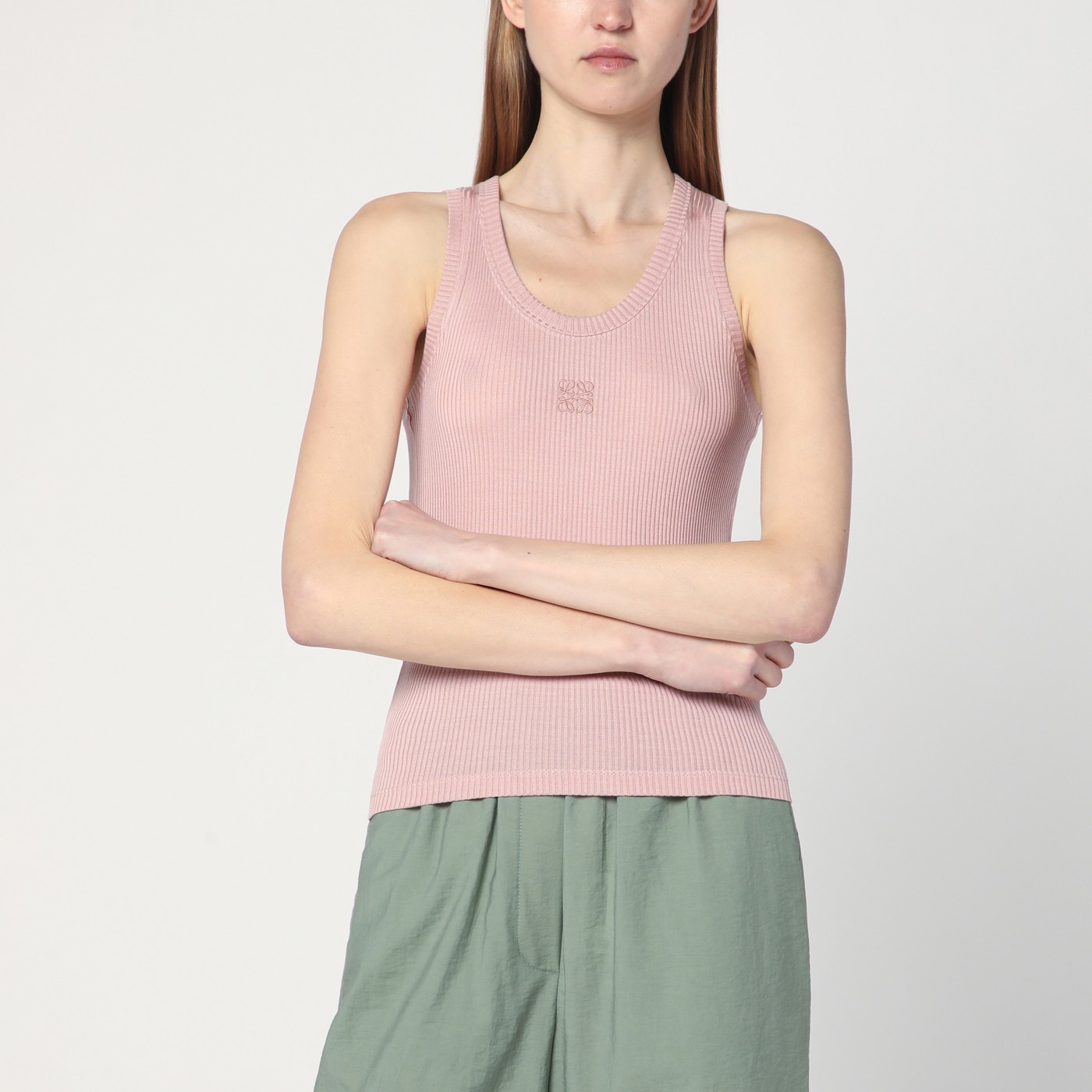Loewe Pink silk tank top with Anagram logo | TheDoubleF