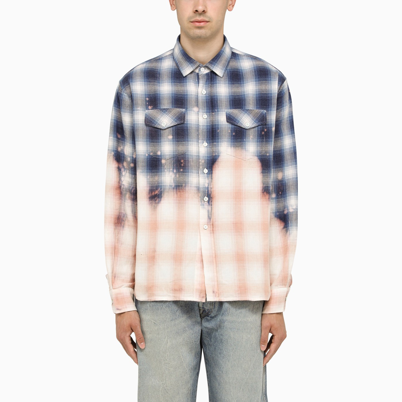 1989 STUDIO Bleached blue checkered shirt | TheDoubleF