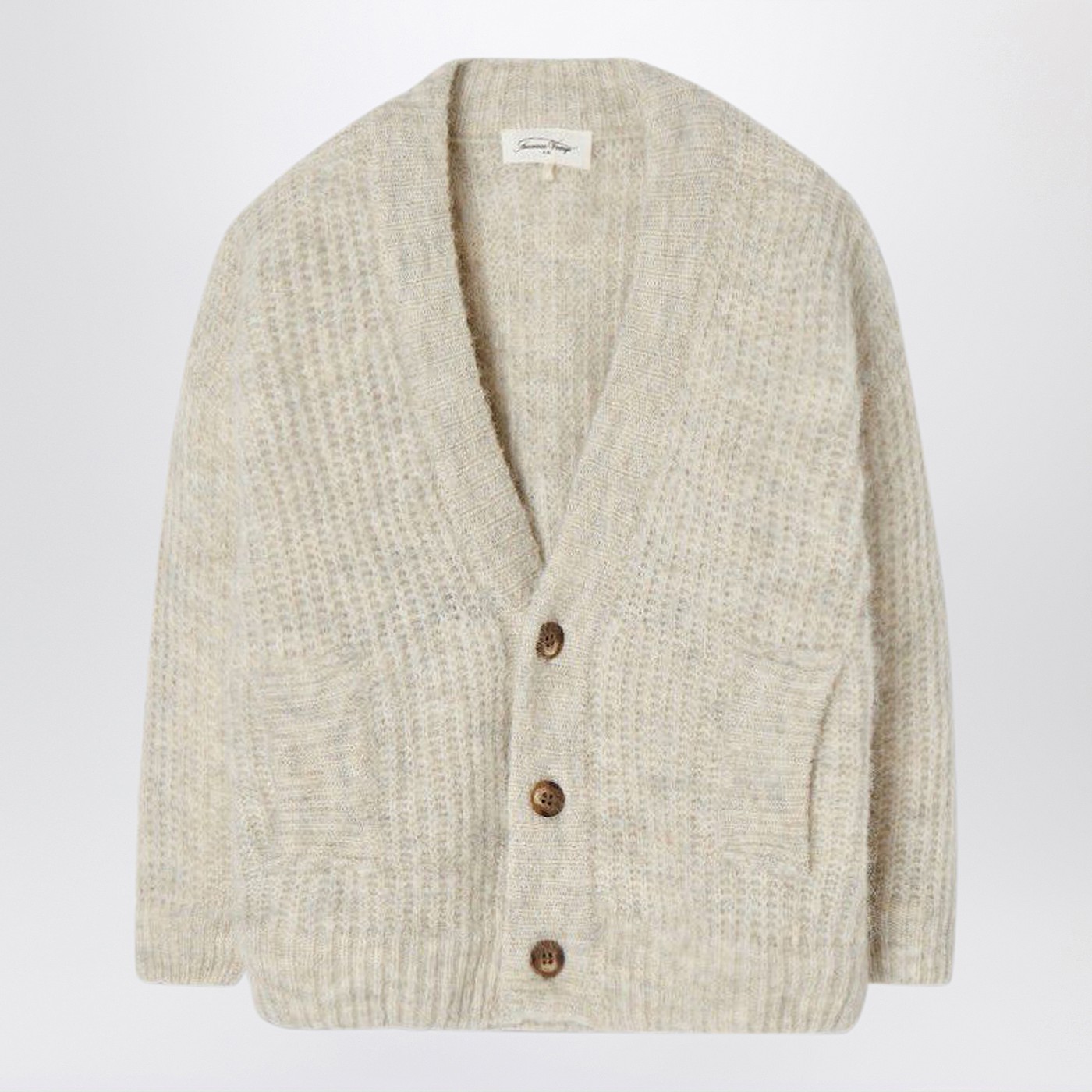 American Vintage Short cardigan in beige alpaca blend | TheDoubleF