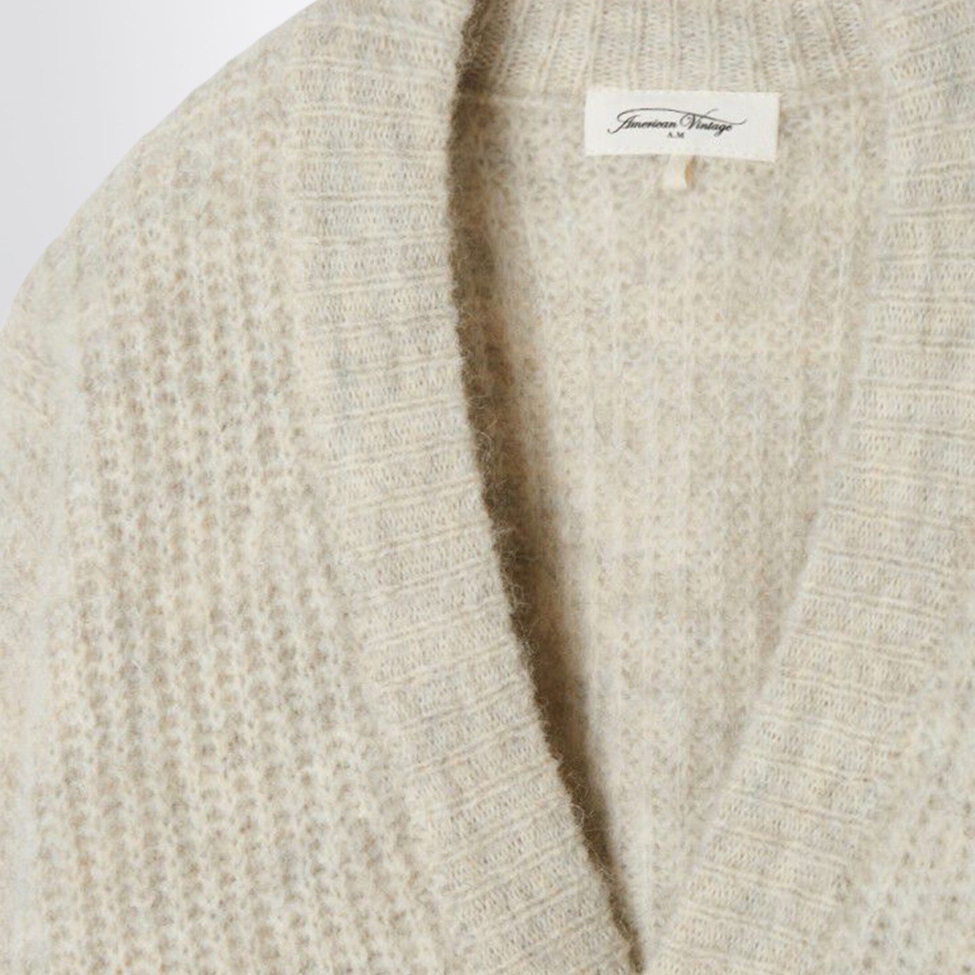 American Vintage Short cardigan in beige alpaca blend | TheDoubleF