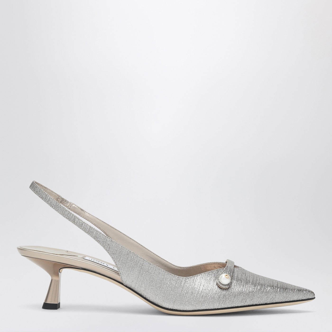Jimmy Choo Silberfarbene Slingback-Pumps Amita 45 | TheDoubleF