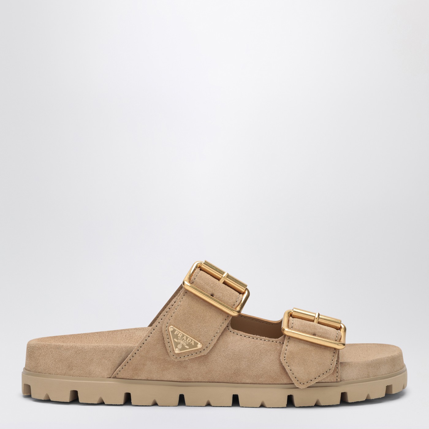Prada Ecru suede sandal slider | TheDoubleF