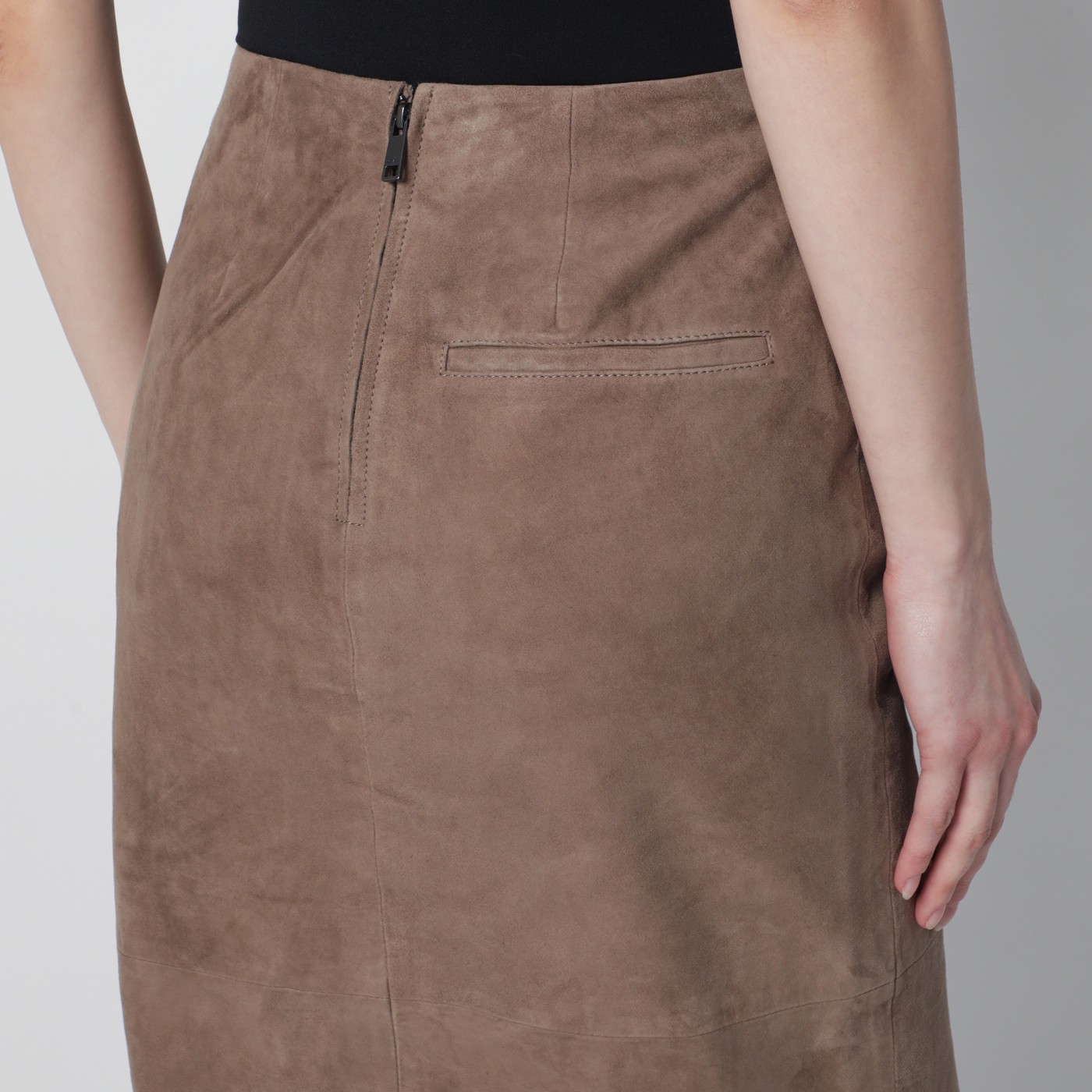 ROTATE Birger Christensen Brown suede pencil skirt | TheDoubleF