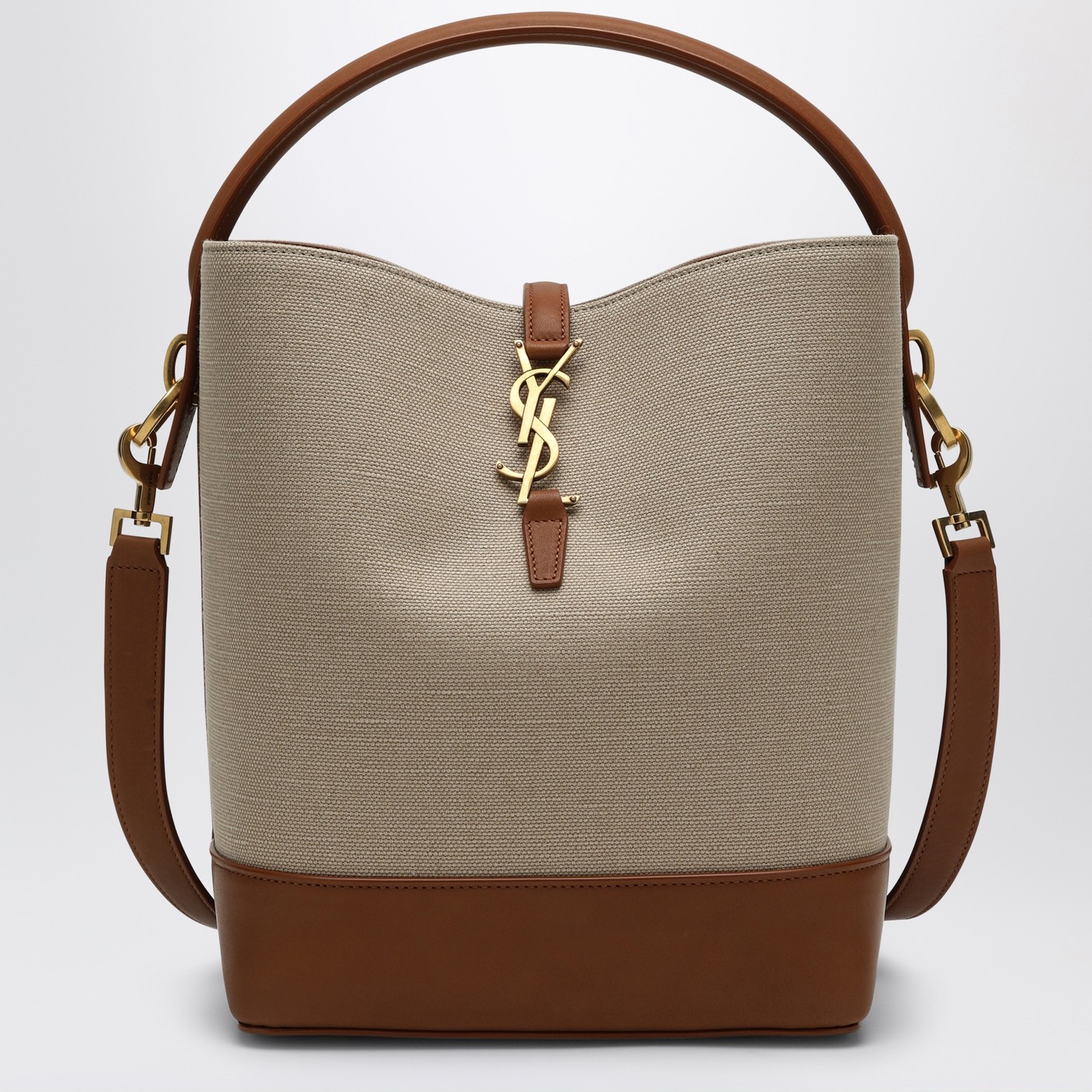 Saint Laurent Le 37 canvas and leather bucket bag | TheDoubleF