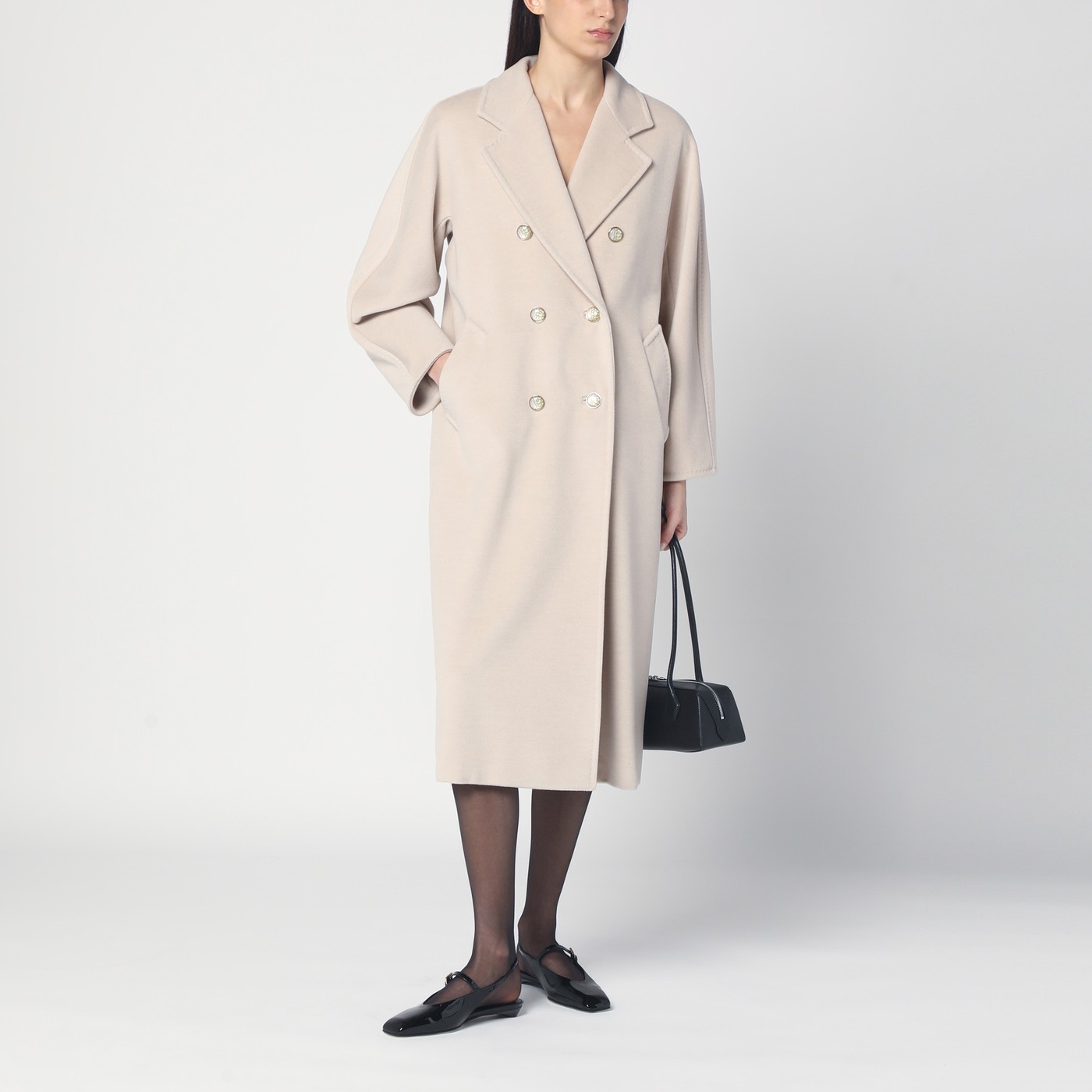 Max Mara Beige double-breasted coat in wool and cashmere | TheDoubleF