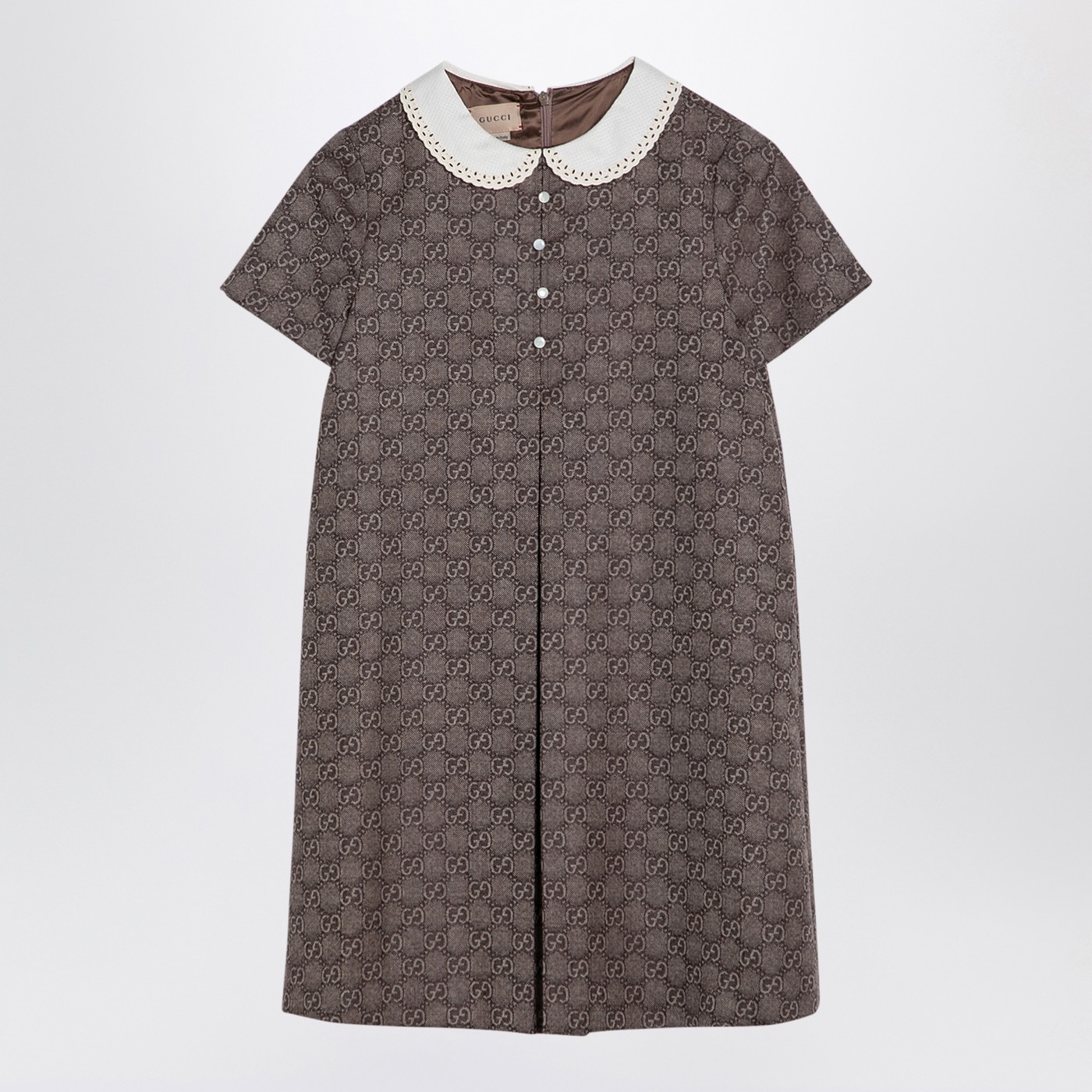 GUCCI Robe en laine marron avec motif GG | TheDoubleF