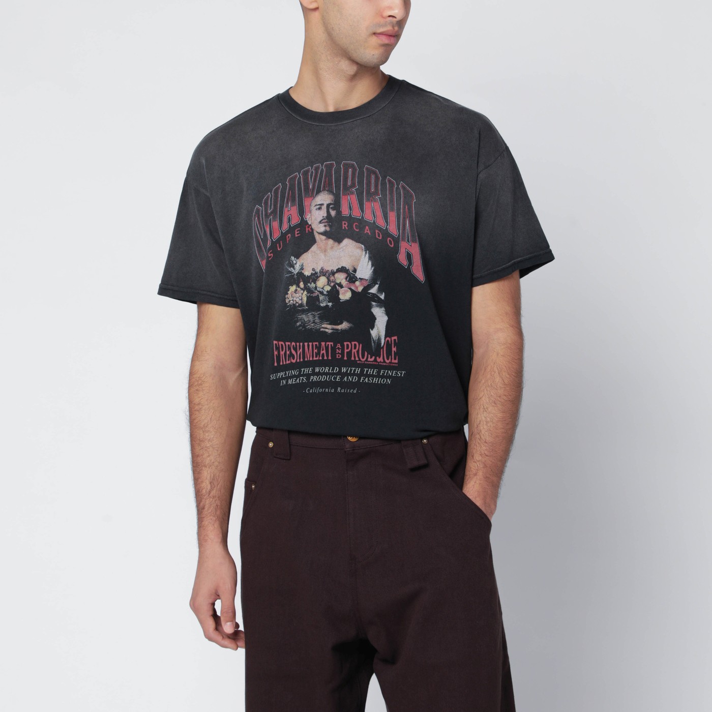 Willy Chavarria T-shirt nera slavata San Chachi Produce Easy | TheDoubleF