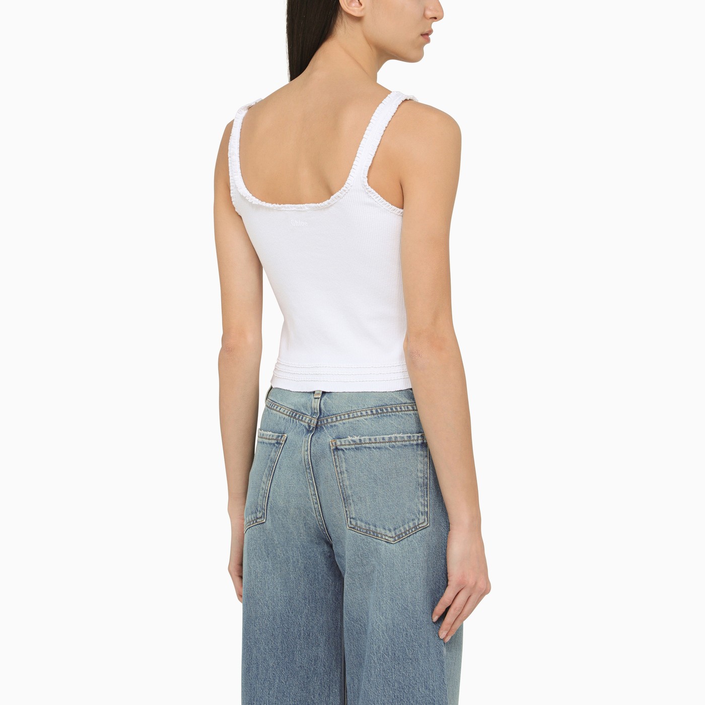 Chloé White ribbed cotton tank top | TheDoubleF