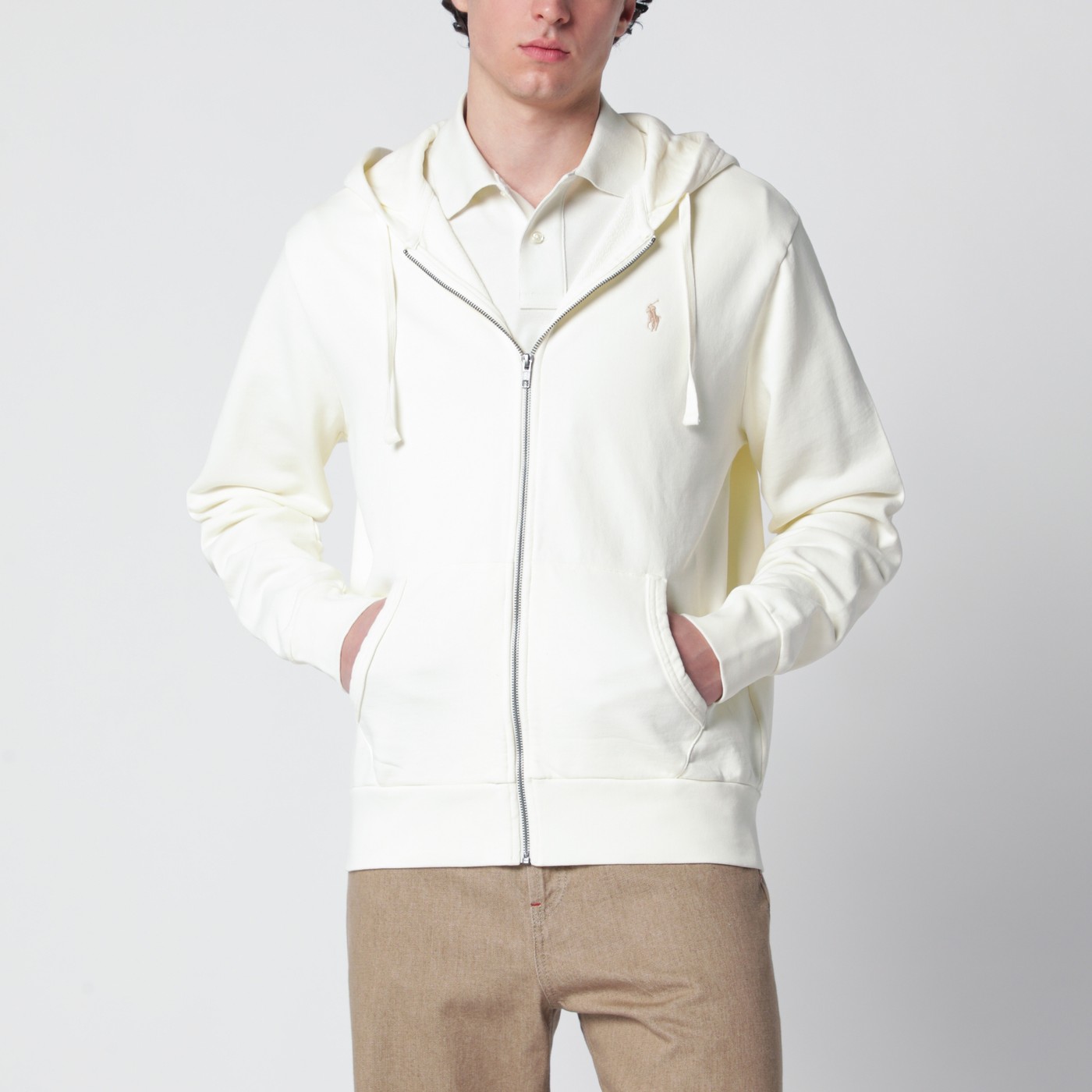 Polo Ralph Lauren Ivory cotton zip-up sweatshirt | TheDoubleF