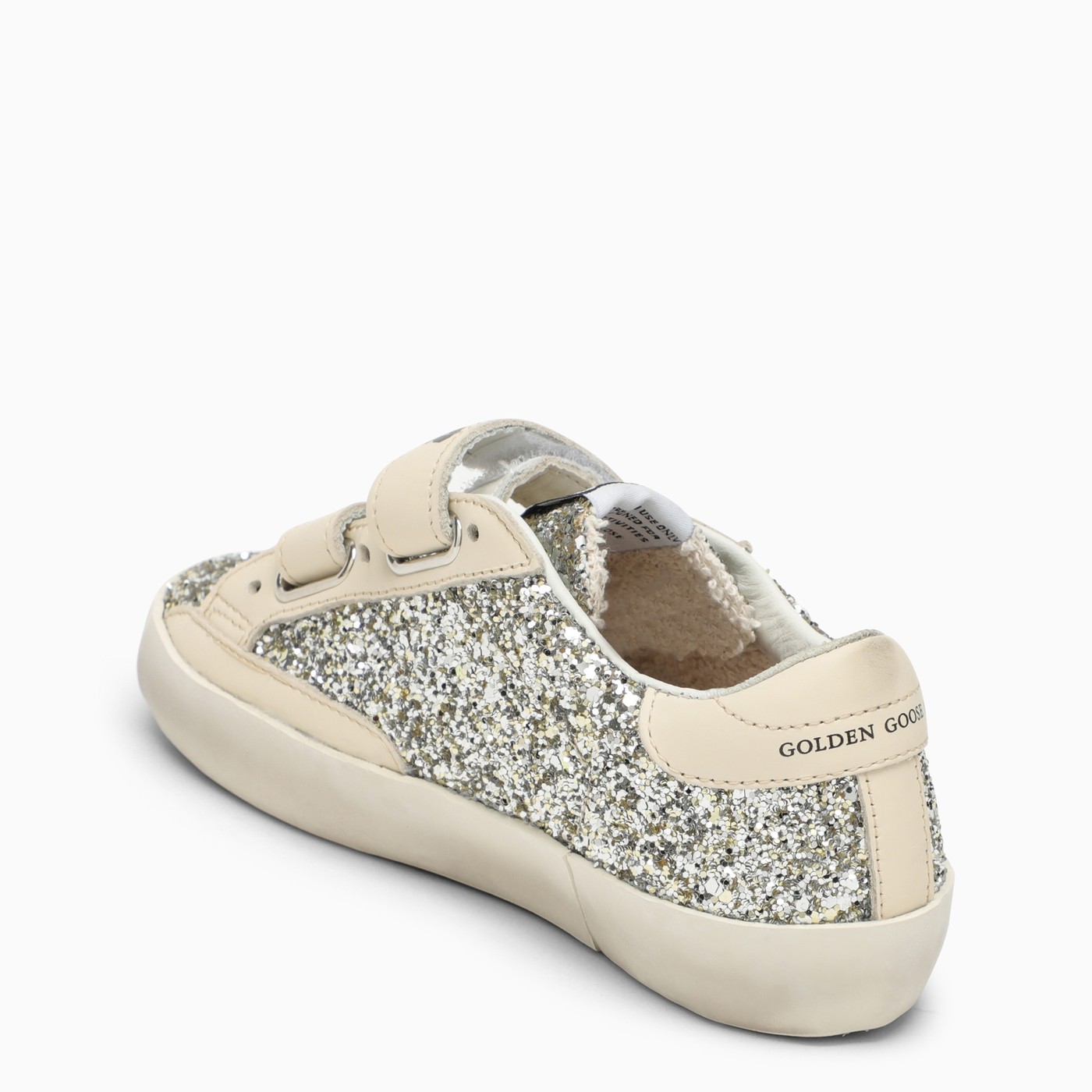 Golden Goose Old School low trainer in platinum/cream glitter | TheDoubleF
