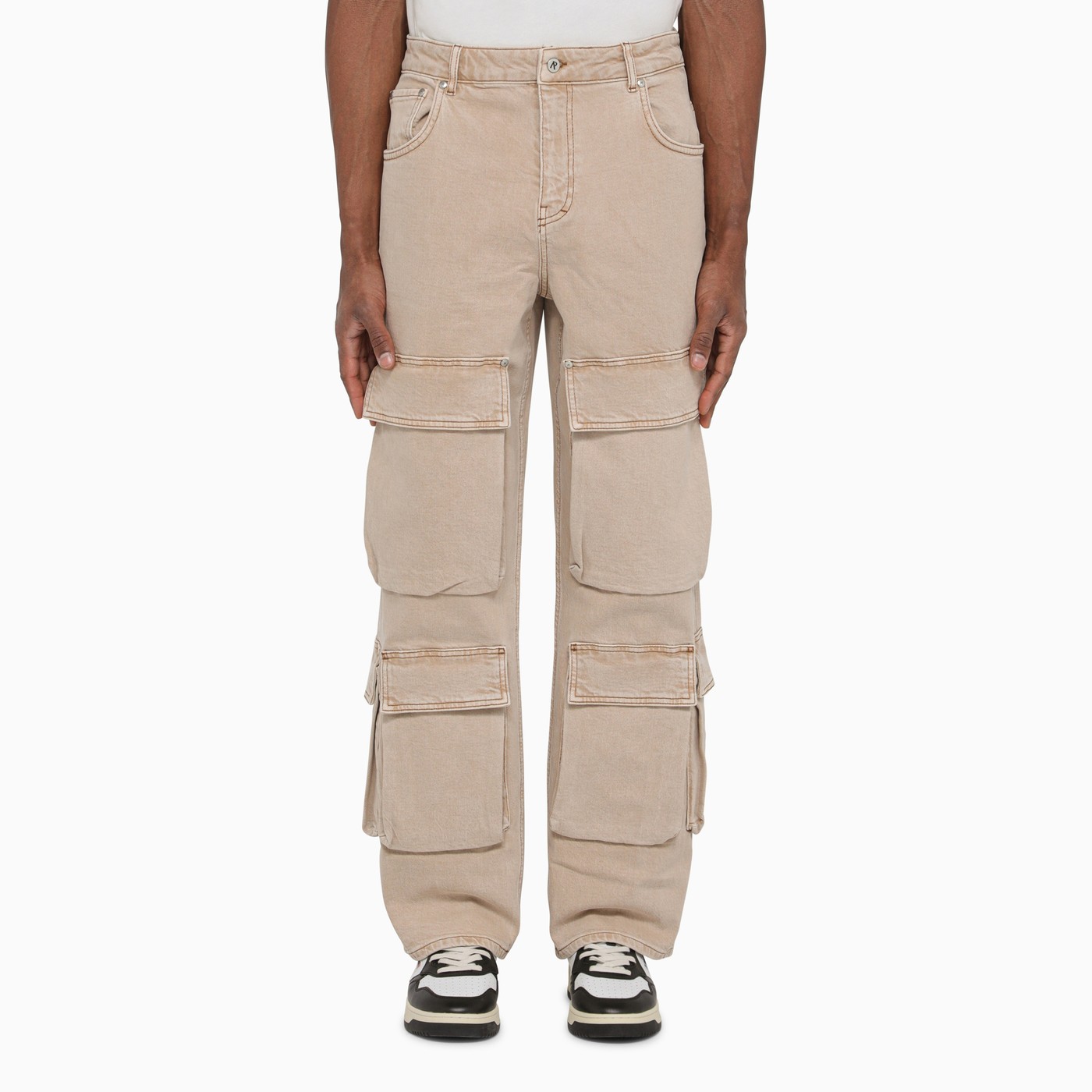 Represent R3Ca beige denim cargo trousers | TheDoubleF