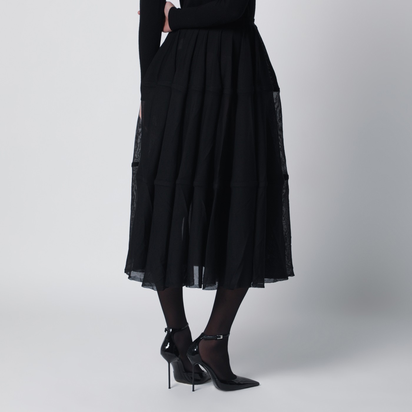 Alaïa Schwarzer Midi-Tüllrock | TheDoubleF