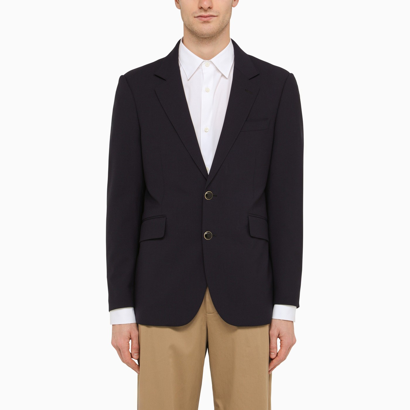 PT Torino Navy blue single-breasted jacket in wool blend | TheDoubleF