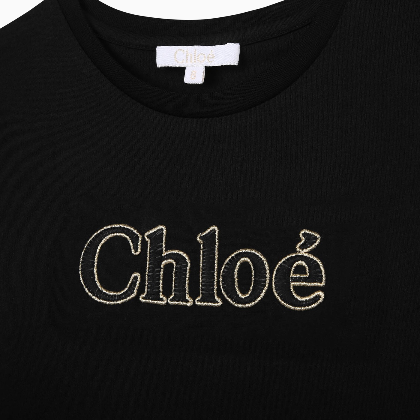 Chloé Black crew-neck T-shirt with logo | TheDoubleF