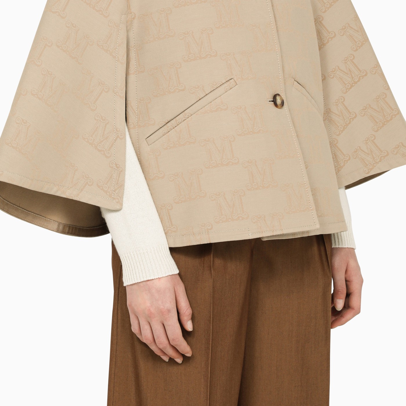 Max Mara Beige cape with allover logo | TheDoubleF