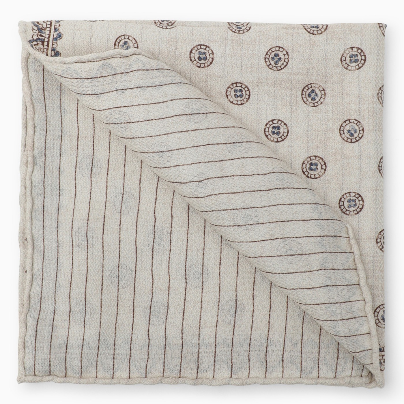 Brunello Cucinelli Silk scarf with sand/cigar pattern | TheDoubleF