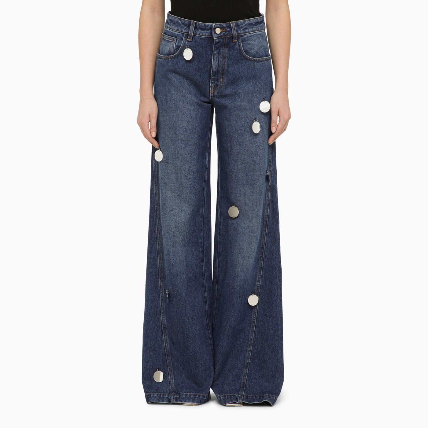 David Koma Wide denim jeans with mirrors | TheDoubleF