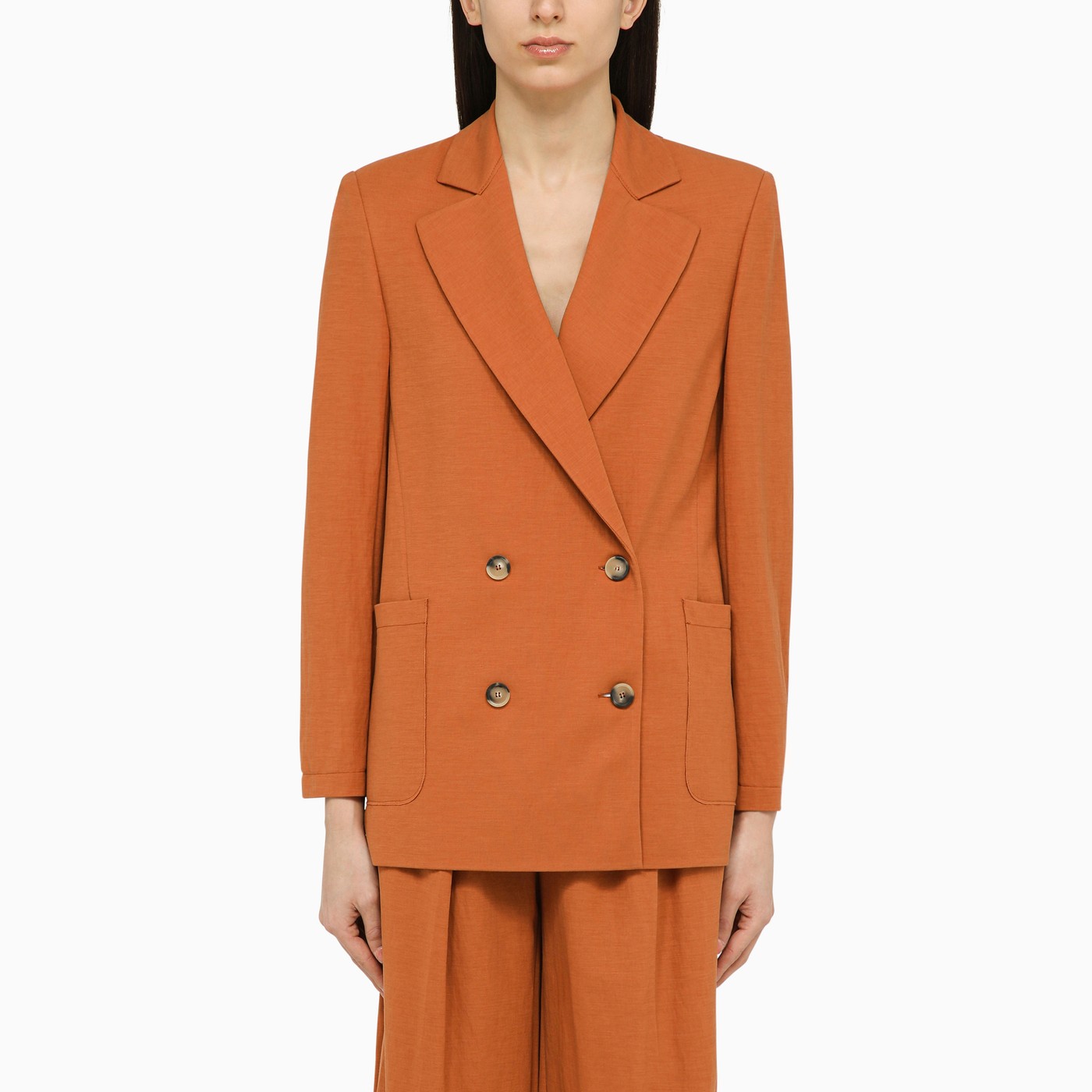 Harris Wharf London Terracotta-coloured double-breasted jacket | TheDoubleF