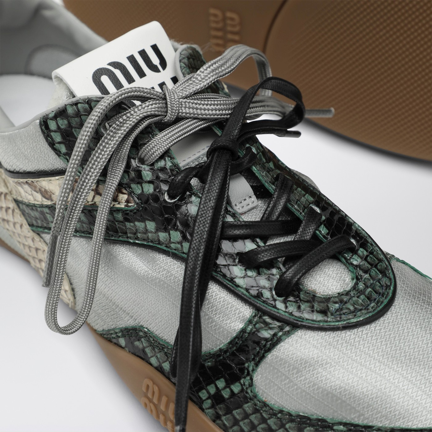 Miu Miu Gymnasium sneakers in technical fabric and Ayers python print ...