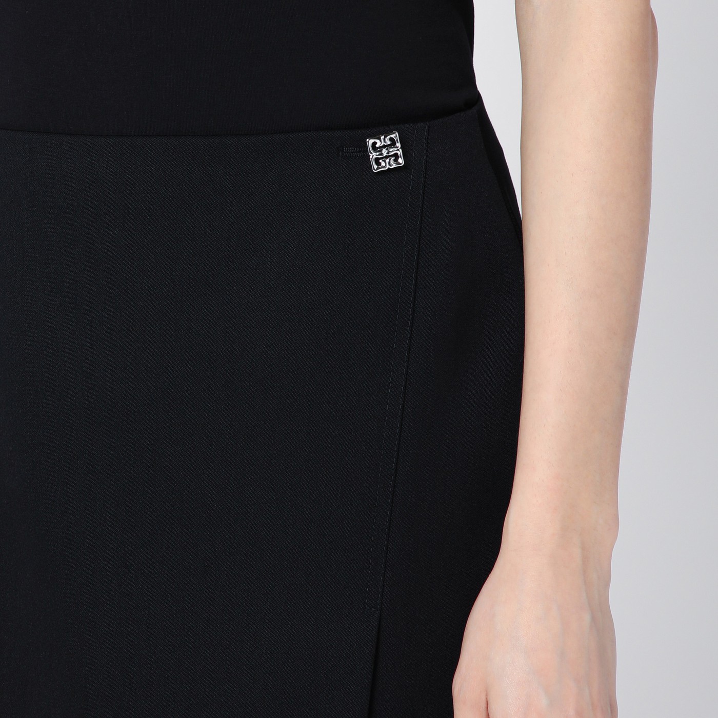Givenchy Black wool skirt with metal button 4G | TheDoubleF