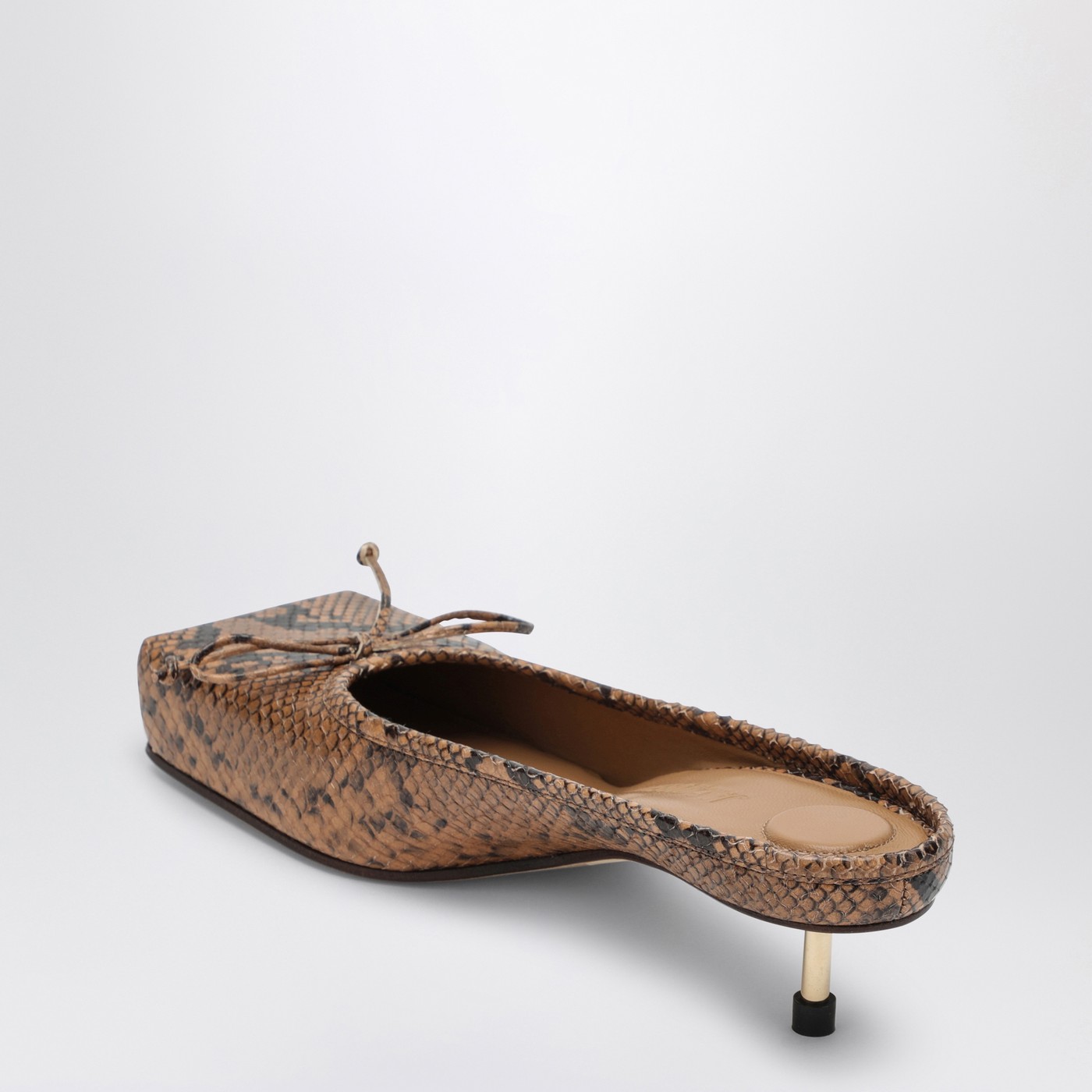 JACQUEMUS Le Ballet square mule in brown python effect | TheDoubleF