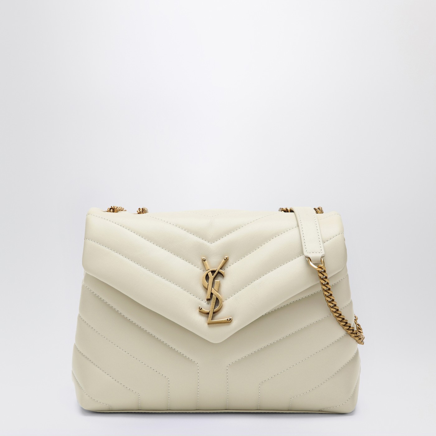 Saint Laurent Cream-coloured small YSL Loulou bag | TheDoubleF