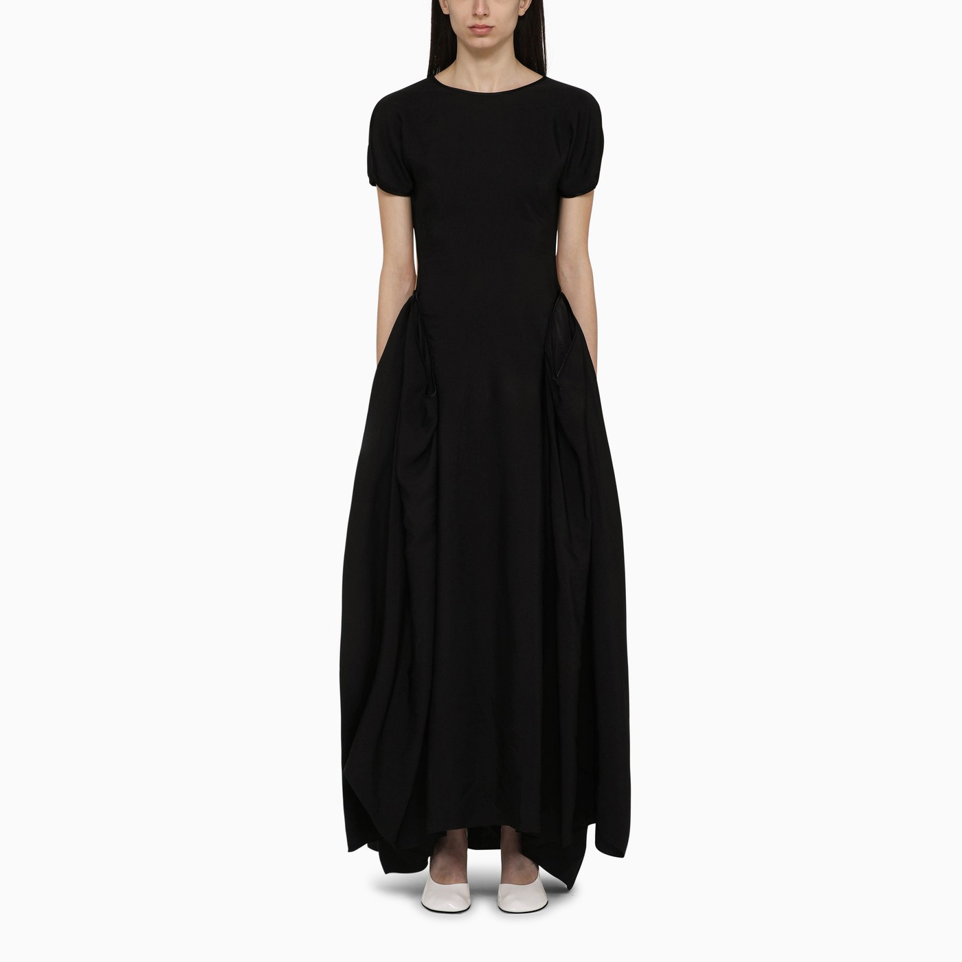 Loewe Black short-sleeved dress in viscose blend | TheDoubleF