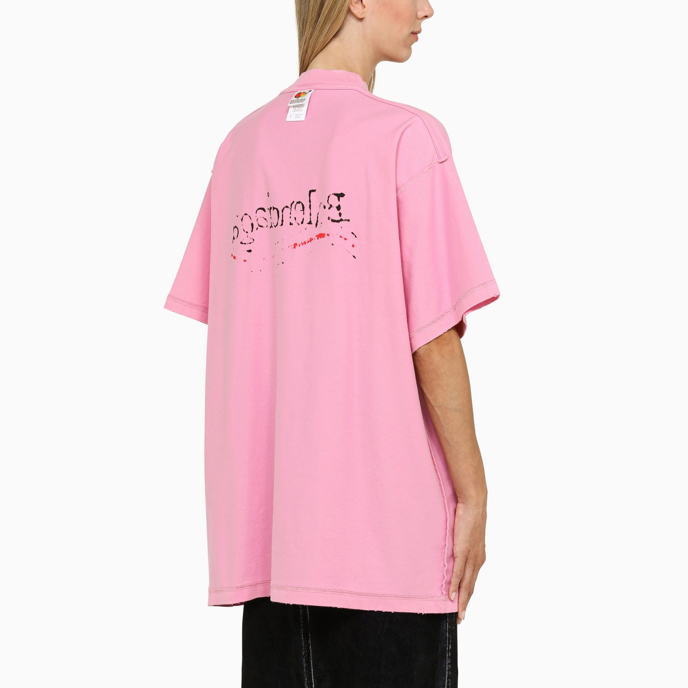 Balenciaga Pink oversize T-shirt with logo | TheDoubleF
