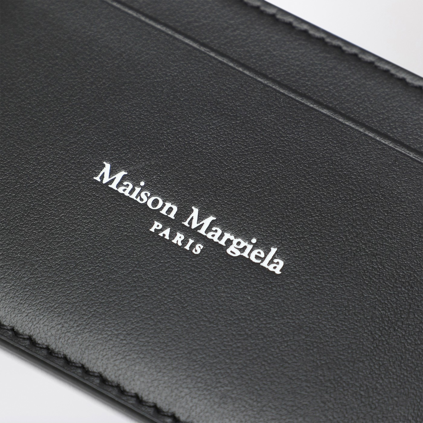 Maison Margiela Black leather cardholder with logo | TheDoubleF