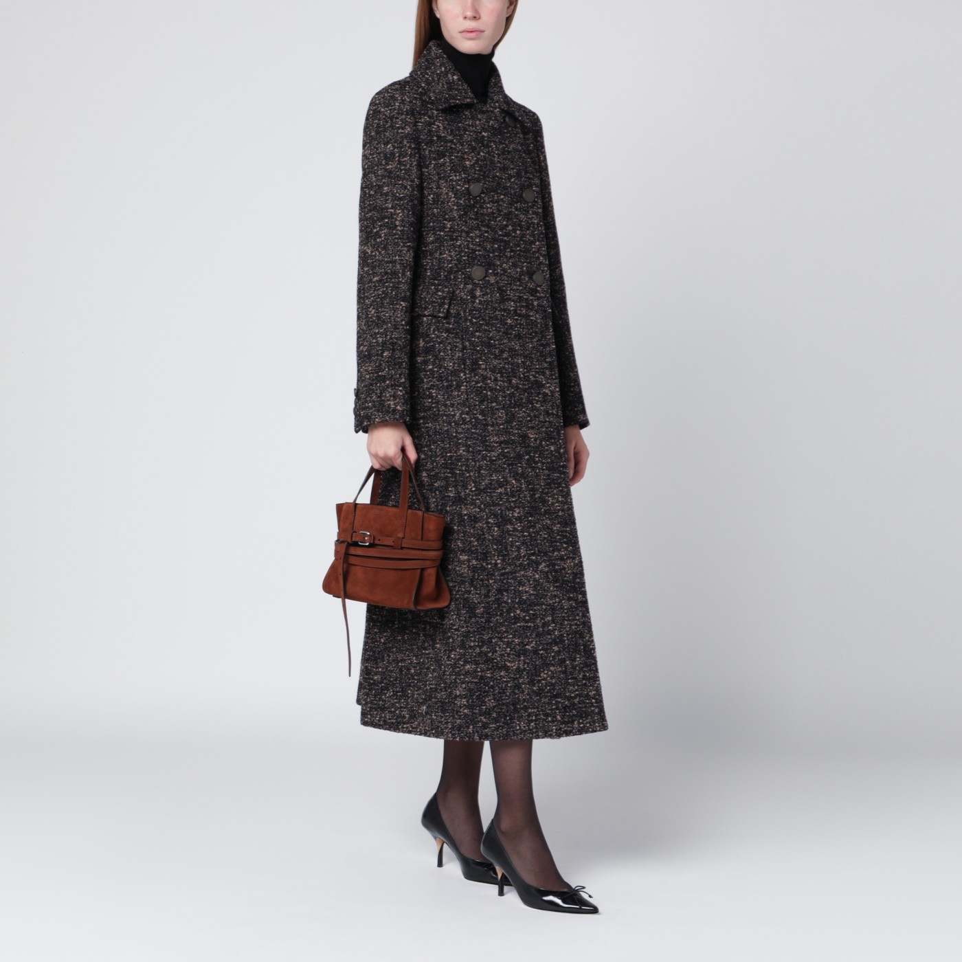 Max Mara Atelier Black redingote coat in boucle fabric | TheDoubleF