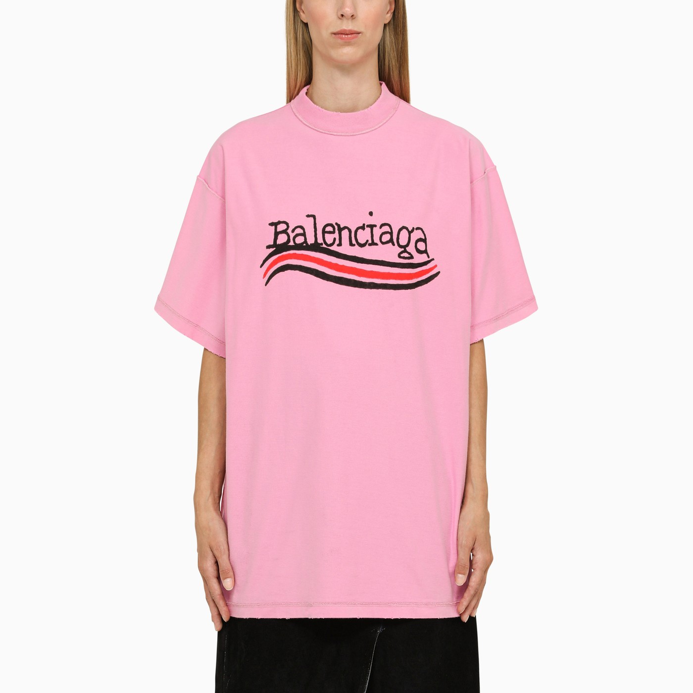 Balenciaga Pink oversize T-shirt with logo | TheDoubleF