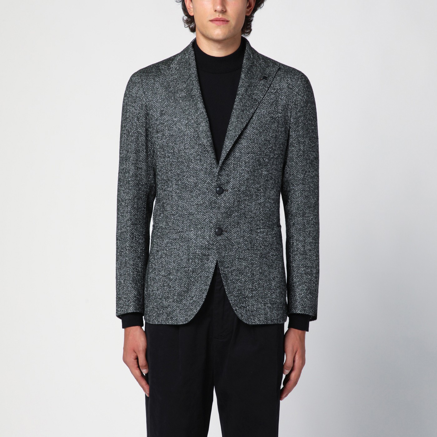 Tagliatore Green herringbone single-breasted jacket | TheDoubleF