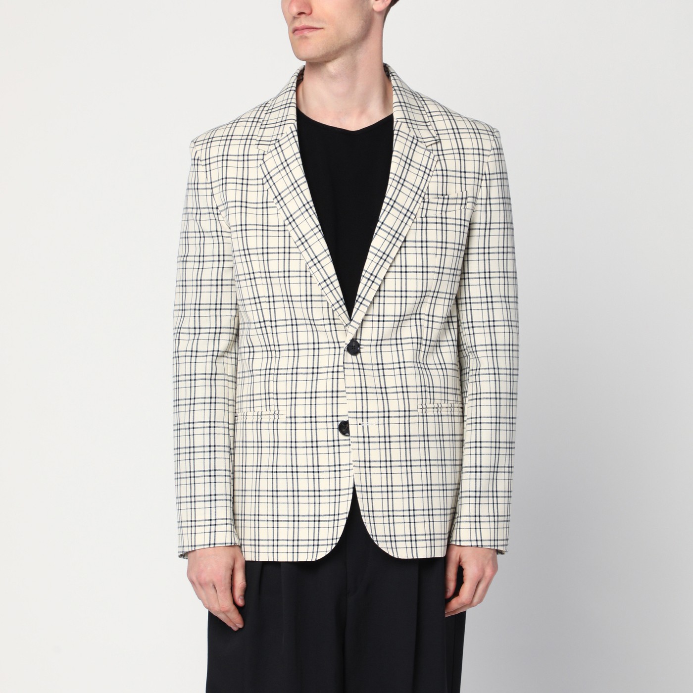 Ami Paris Single-breasted cream check jacket | TheDoubleF