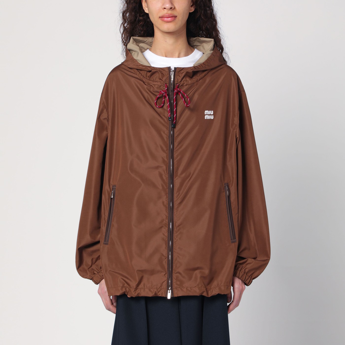 Miu Miu Brown blouson in Tela Tec | TheDoubleF