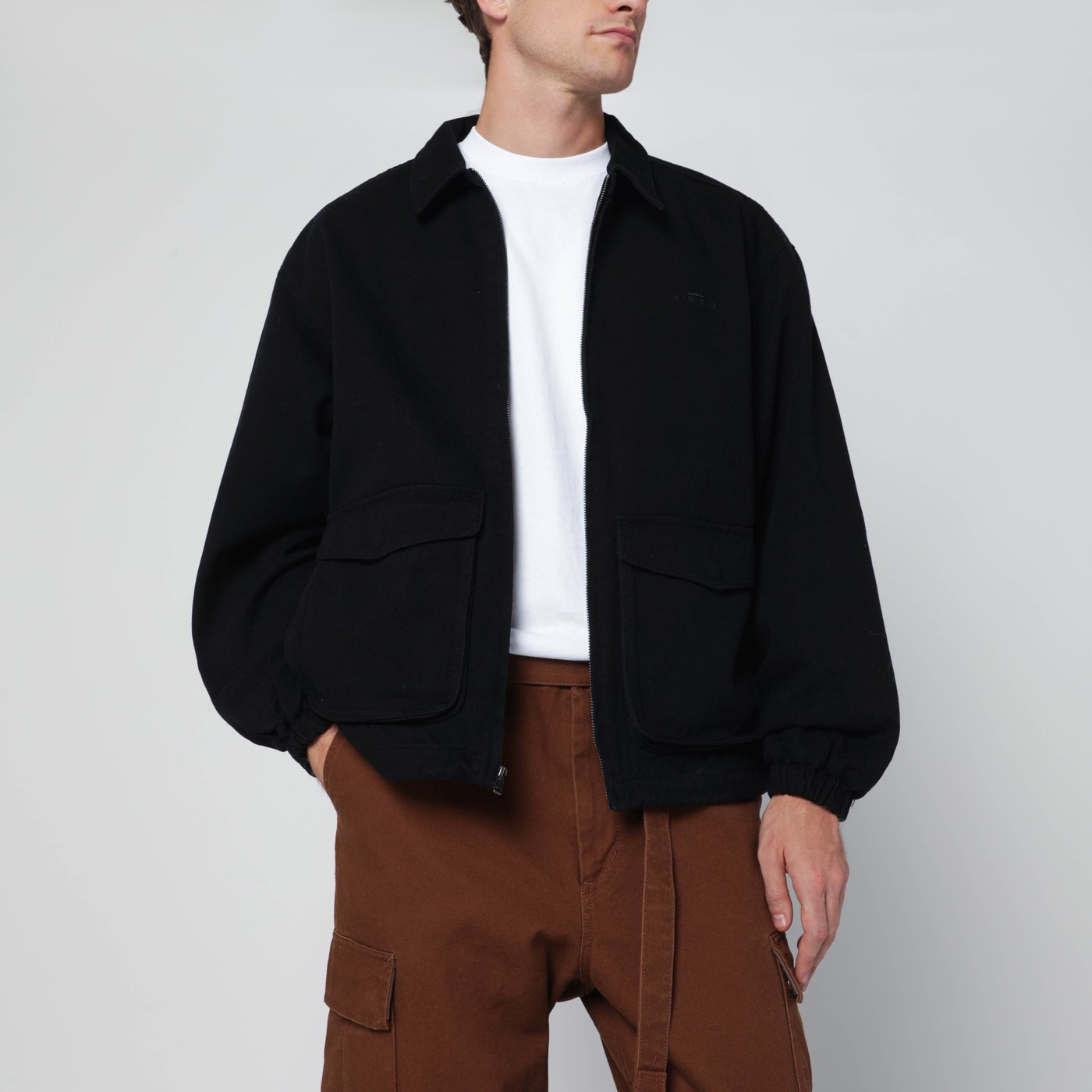 Awake NY Black zip-up overshirt with logo | TheDoubleF