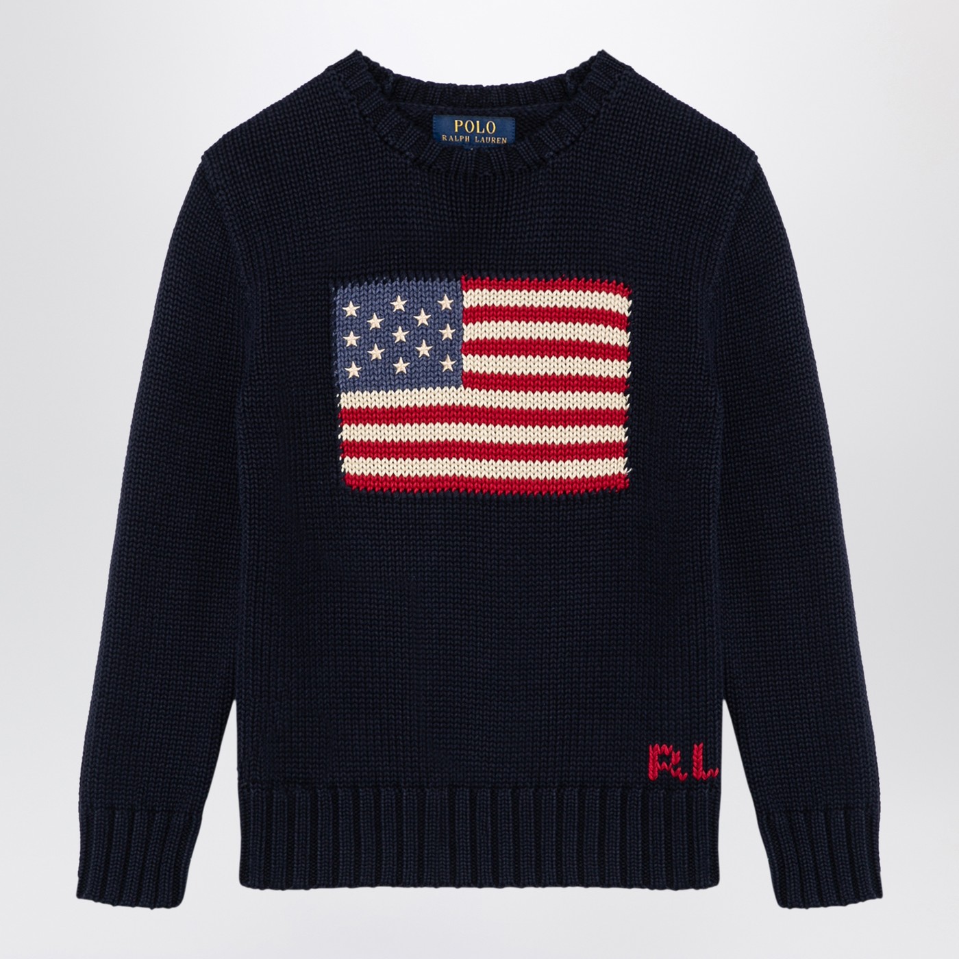 Polo Ralph Lauren Navy blue cotton jumper with flag inlay | TheDoubleF