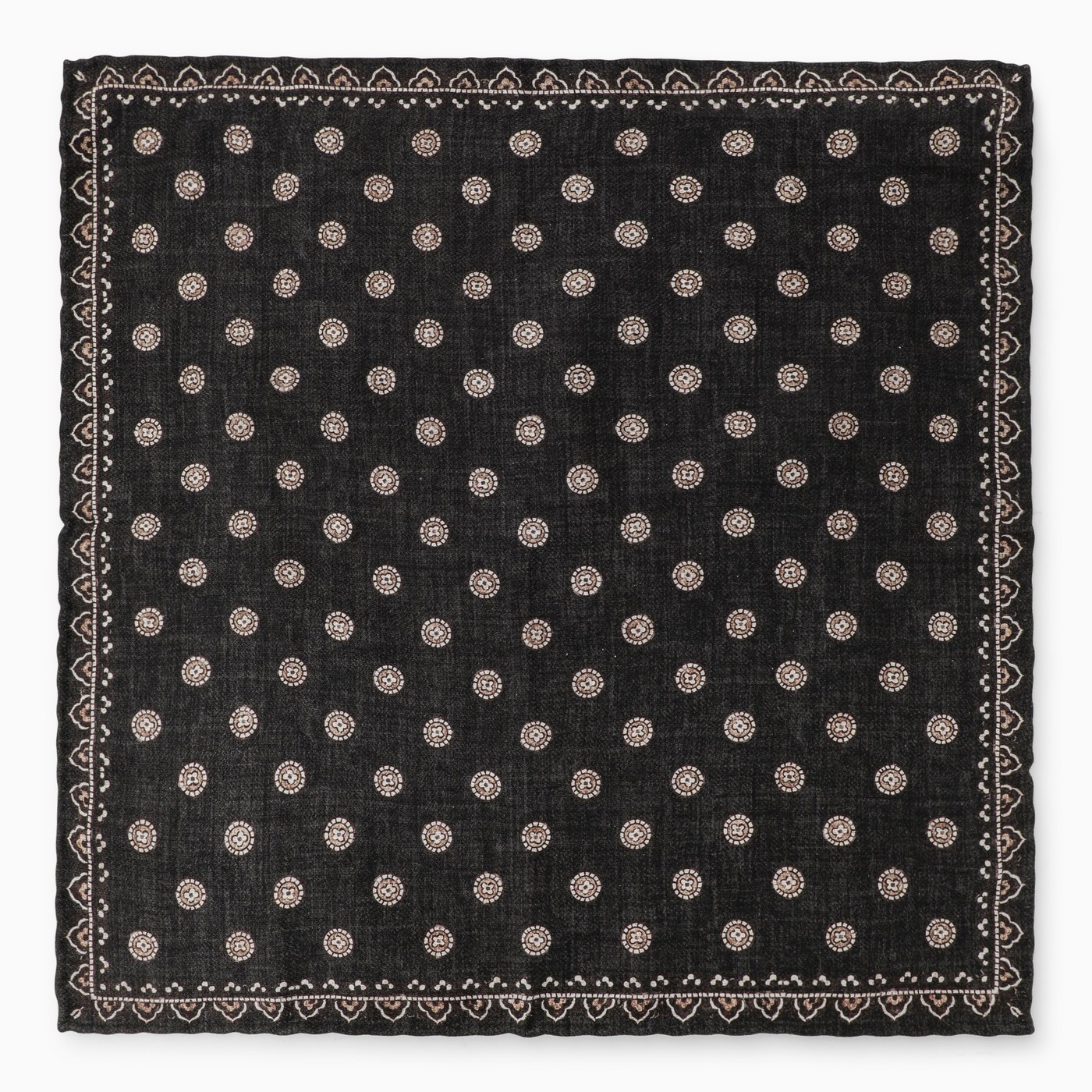 Brunello Cucinelli Silk scarf with black/cigar pattern | TheDoubleF