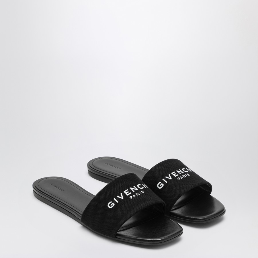 Low black canvas sandal