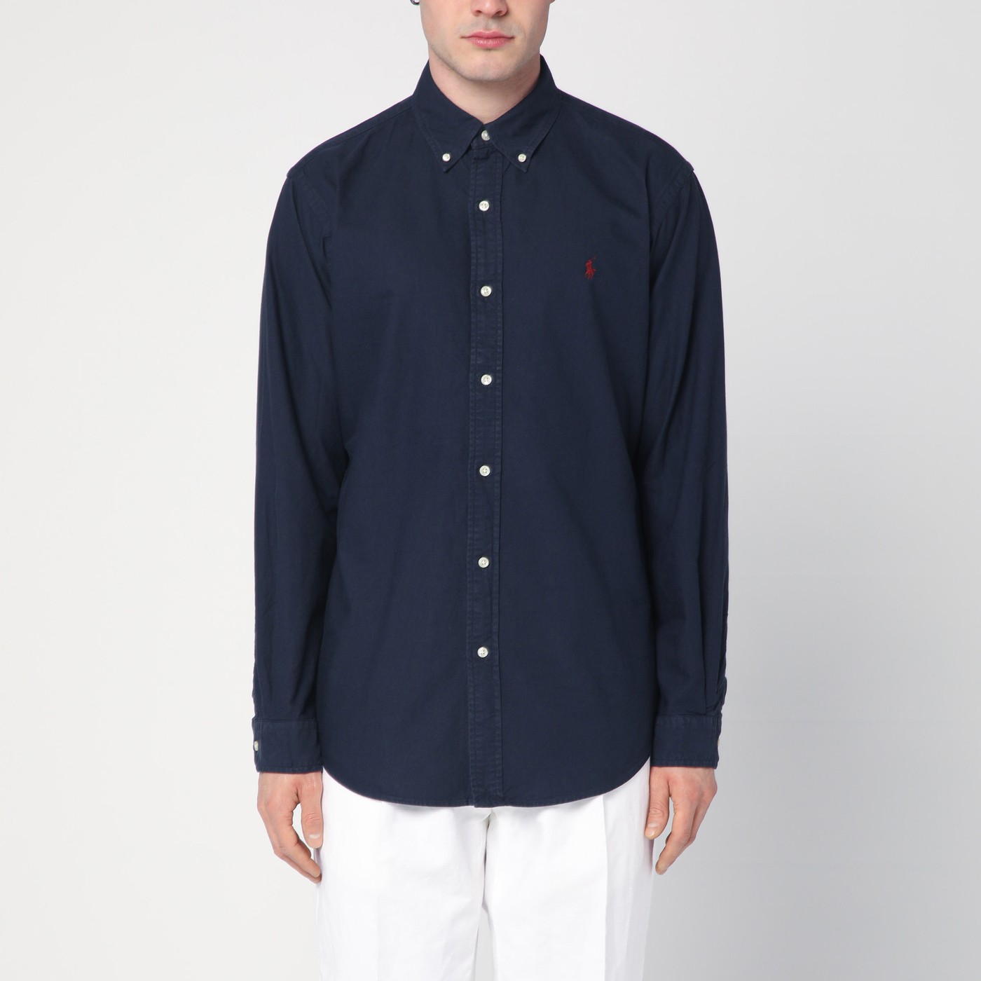 Polo Ralph Lauren Custom-fit navy blue Oxford shirt | TheDoubleF