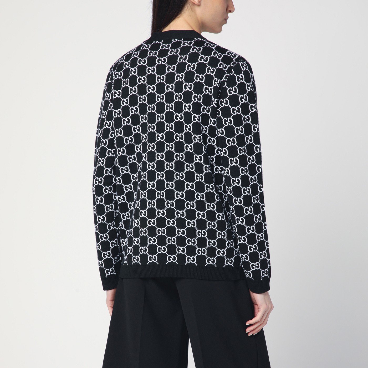 GUCCI Reversible black/white cardigan with GG pattern | TheDoubleF
