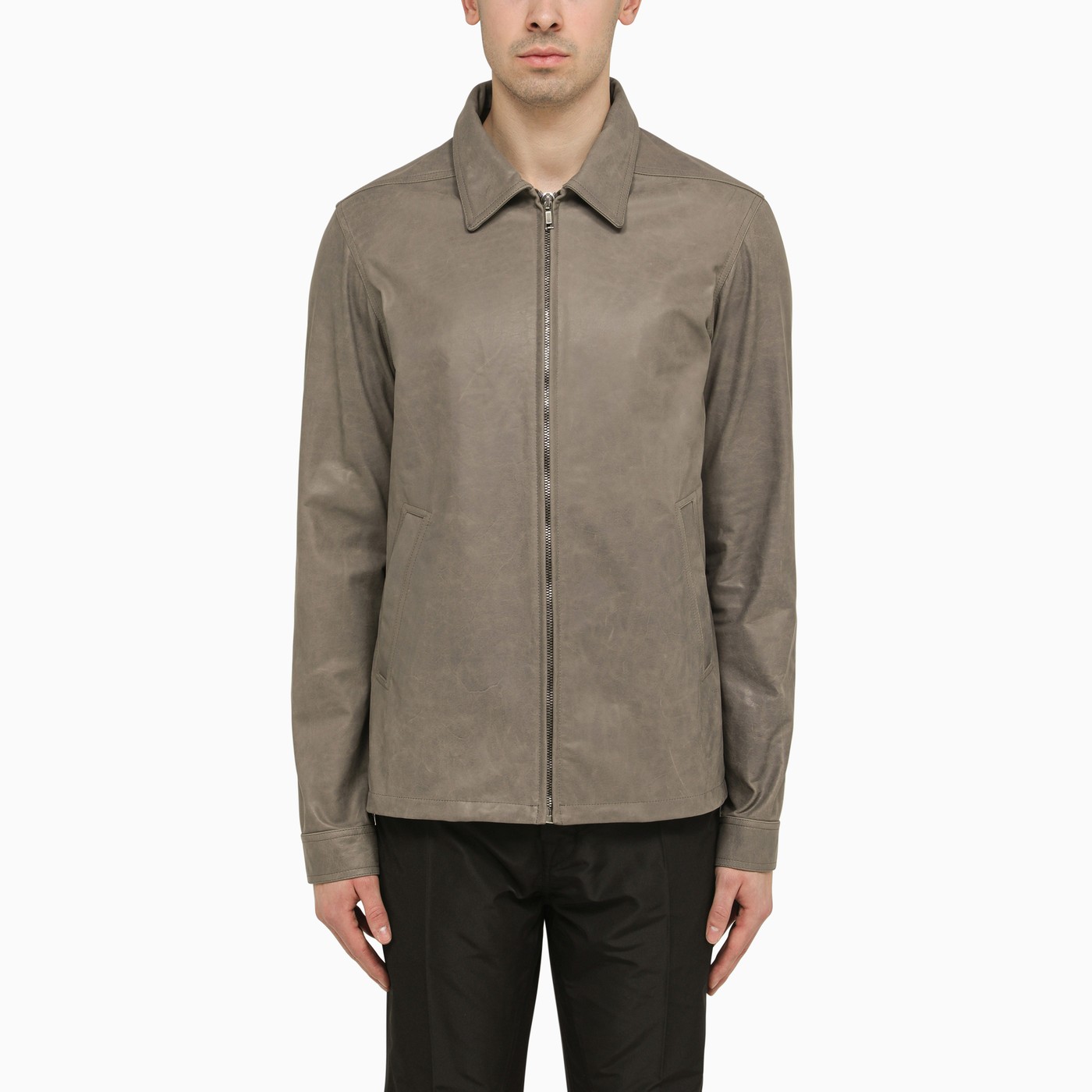 Rick Owens Grey leather shirt | TheDoubleF