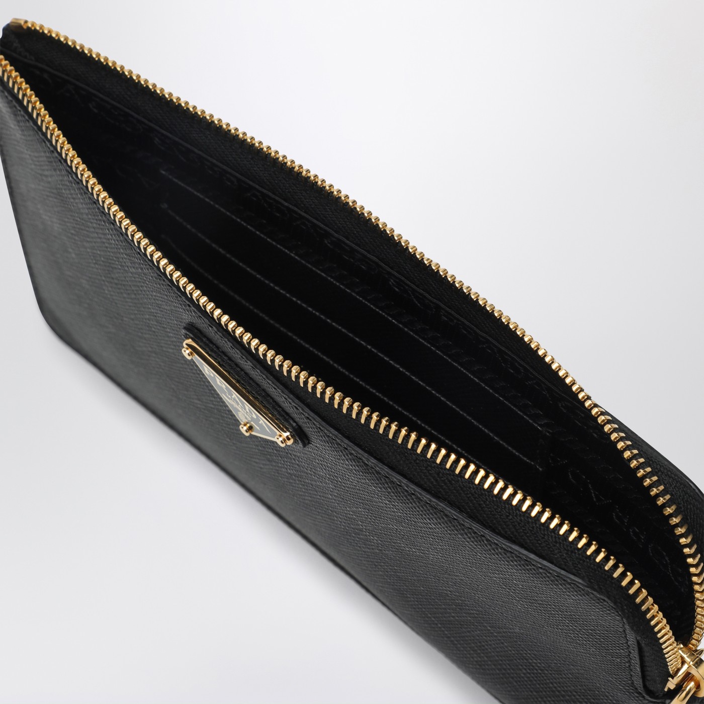 Prada Black zip card holder in Saffiano | TheDoubleF