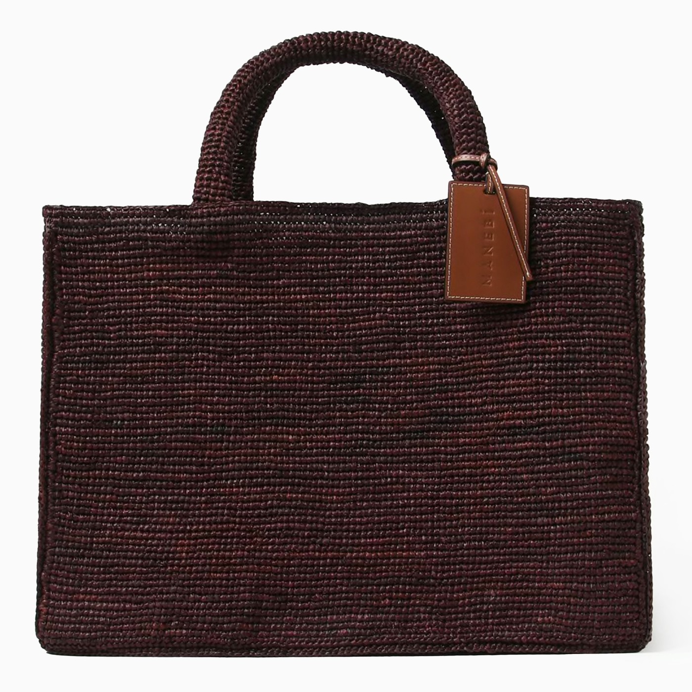 Manebí Large Sunset chocolate-coloured bag in raffia | TheDoubleF