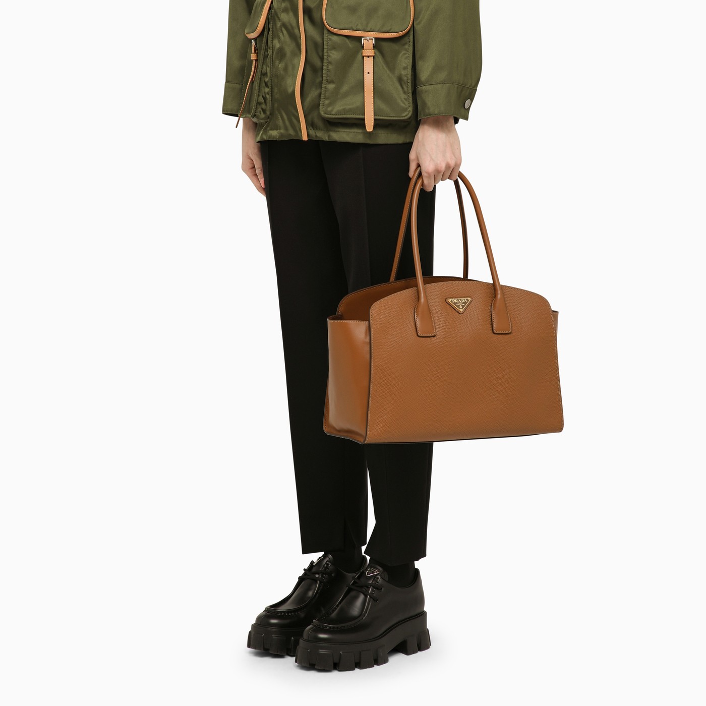 Prada Large caramel-coloured leather shopping bag | TheDoubleF