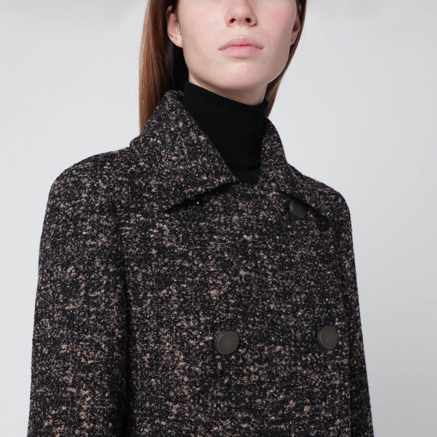 Max Mara Atelier Black redingote coat in boucle fabric | TheDoubleF