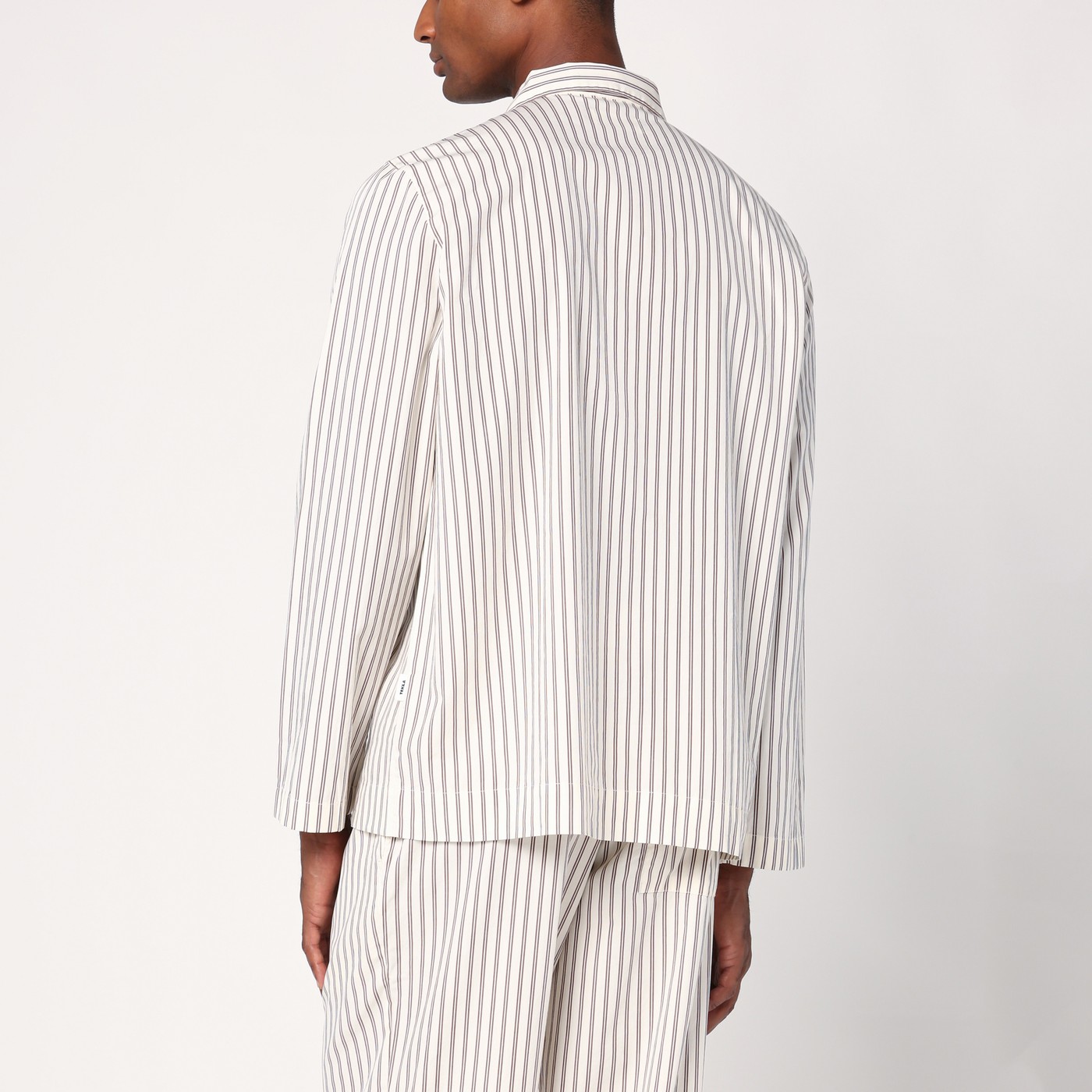 Tekla Beige striped pyjama shirt | TheDoubleF