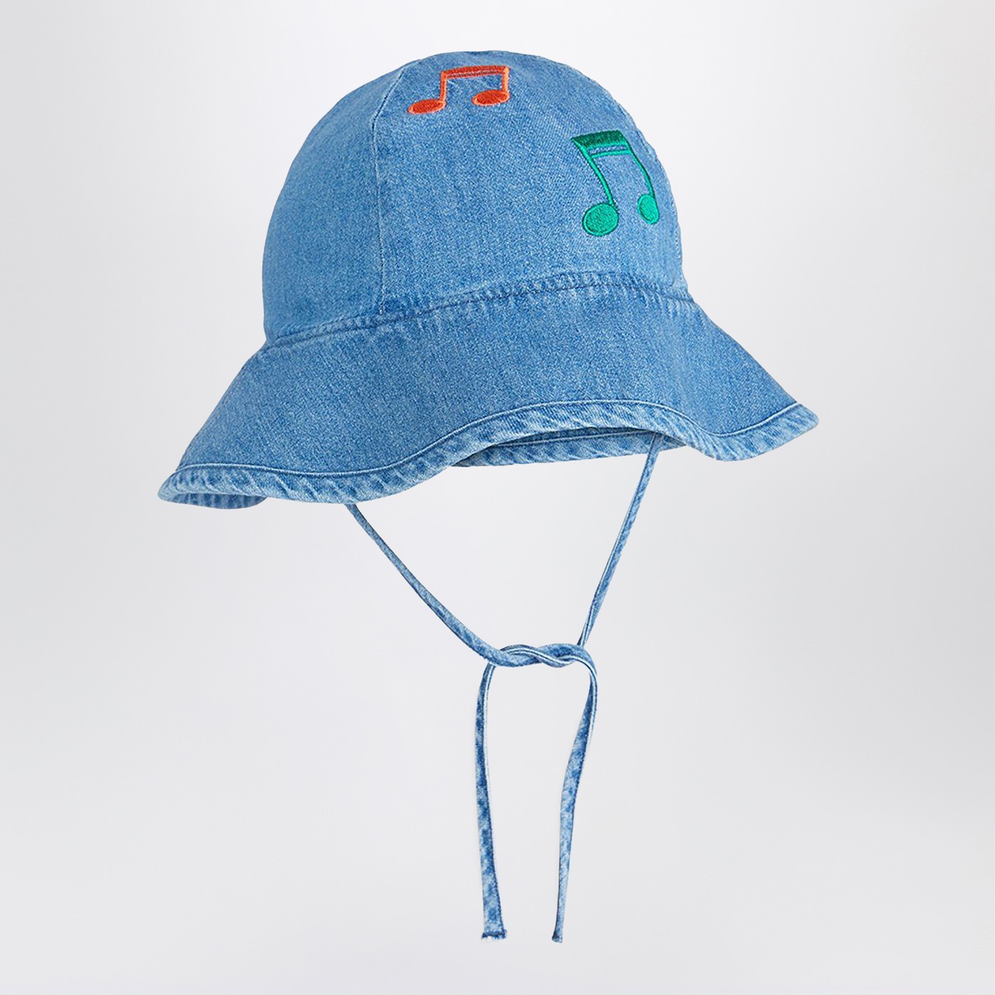 Mini Rodini Light blue denim hat with musical notes | TheDoubleF